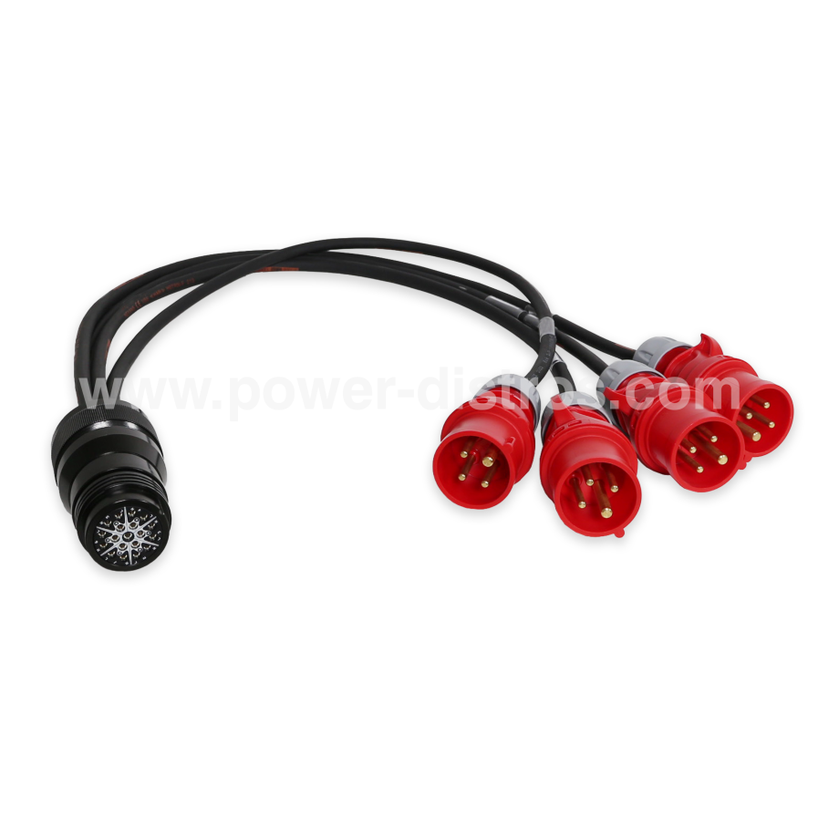 Male Fan In Spider – 19 Pin Connector to 4 x Male CEE 16 A 4 Pole – 1m ...